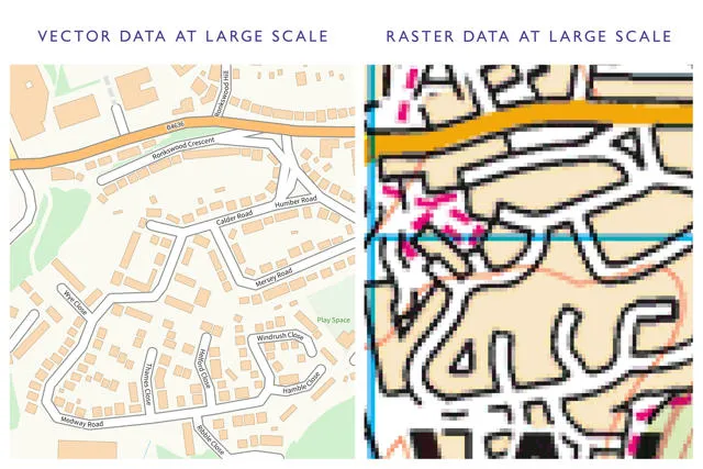 Raster vs vector data | Geographic Information System | OS